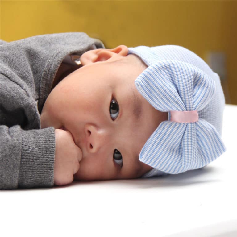 0-3 Months Hospital Newborn Baby Hats Cotton Beanie With Bow Soft Knit ...